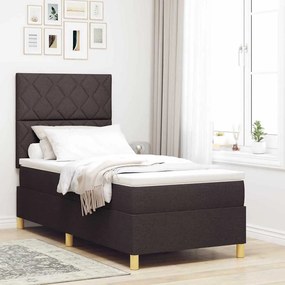 Postel s boxspringem s čelo Tmavě hnědá 90 x 190 cm textil 3339661