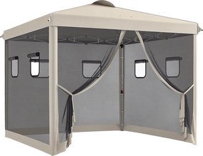 Outsunny Letní altán cca 3 x 3 m, altán s 4 síťovanými závěsy, zahradní altán s UV ochranou, pop-up altán s okny, s nosící taškou, pro zahradu, altán,