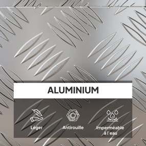 HOMCOM Úložný Box - Hliníková Toolbox - Hliníkový Box na Nářadí s Klíčovým Zámkem 50L x 15,5Š x 20,5V cm - Stříbrný