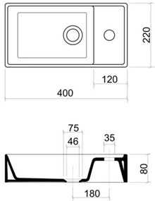 BPS-koupelny Nábytkové keramické umyvadlo Faro U 40 P/L (40x22x8 cm)