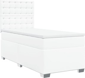 Box spring postel s matrací bílá 90x190 cm umělá kůže 3293001