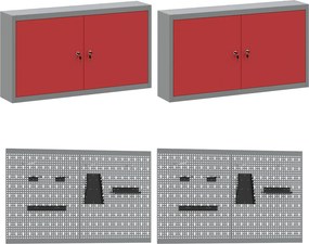 Pracovní skříň se zámkem 10 ks Červená Inženýrské dřevo a ocel 3321489