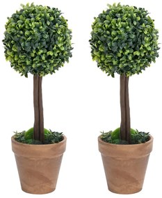 Umělé zimostrázy ve tvaru koule 2 ks s květináči zelené 56 cm 336517