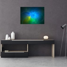Skleněný obraz modré abstrakce (70x50 cm)