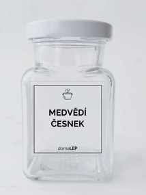 Samolepka na kořenky MEDVĚDÍ ČESNEK průhledná 5 × 5 cm tučné písmo