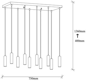 Lustr na lanku TEMPO 10xE27/40W/230V zlatá