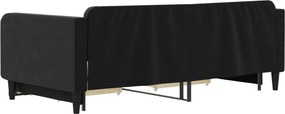 Válenda s přistýlkou a zásuvkami černá 100 x 200 cm samet 3197122