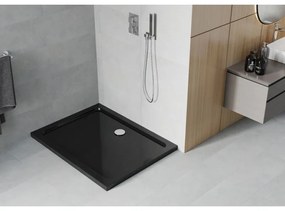 Mexen SLIM - Obdélníková sprchová vanička 120x80x5cm + chromový sifon, černá, 40708012