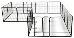 vidaXL Ohrádka pro psy 16 panelů ocelová 80 x 80 cm černá