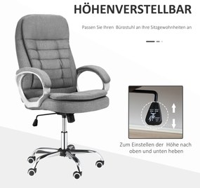 HOMCOM Kancelářská židle Vinsetto ergonomická s nastavitelnými područkami, výškově nastavitelná, houpací funkce, černá, len, 64x75x111-121 cm | Aosom…