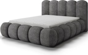 Postel Oloroso 160x200 s kovovým roštem a úložným prostorem, tmavě šedý plyš