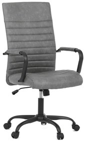 Autronic Kancelářská židle, šedá ekokůže, houpací mech, kolečka pro tvrdé podlahy, černý kov