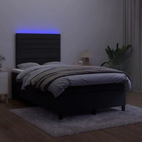Box spring postel s matrací a LED černá 120 x 190 cm samet 3270319
