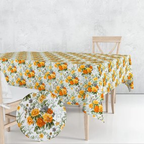 Ervi bavlněný ubrus na stůl čtvercový - žluté a šedé květy