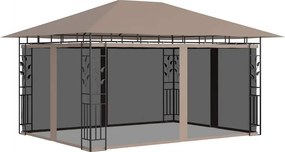 Altán s moskytiérou a světelnými LED řetězy 4x3x2,73 m taupe 3070319