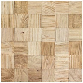 DUB 50, jednotlivé kusy 50 x 50 mm (0,0025 m²) nebo samolepící panel 300 x 300 mm (0,09 m²) - dřevěná mozaika 3D 6 mm Broušený - bez povrch. úpravy