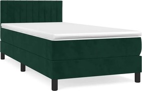Box spring postel s matrací tmavě zelená 90x200 cm samet 3141404