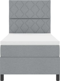 Postel s boxspringem s čelo Světle šedá 90 x 190 cm textil 3339427