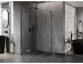 Mexen Lunar, L pětiúhelníkový sprchový kout naklápěcí doleva 80x100 cm, 8mm čiré sklo, profil grafit broušený, 831L-080L-100P-66-00-L