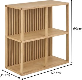 Nástěnná dvoupatrová police Wellington 69 cm dub přírodní