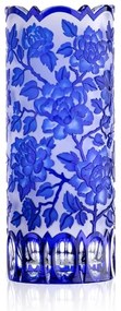 Bohemia Crystal Ručně broušená váza Wild Rose Modrá 300mm