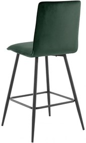 Danish style Barová židle Zelta (SADA 2 ks), samet, tmavě zelená