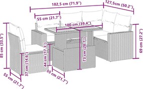 6dílná zahradní sedací souprava s poduškami béžová polyratan 3271317