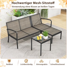 Costway Zahradní nábytek 3-kusový balkonový nábytek s 2-pohovkou Pohovka