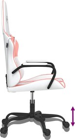 Herní židle bílá a růžová umělá kůže 3143784