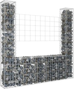 Gabionový koš ve tvaru U se 2 sloupky železo 140 x 20 x 150 cm 151282