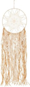 Béžovo-hnědý lapač snů s lýkovými proužky a Macramé - Ø 32*95 cm