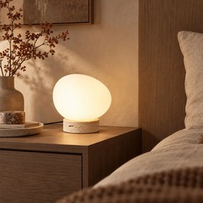 Japandi stolní lampa béžová s opálovým sklem - Sally