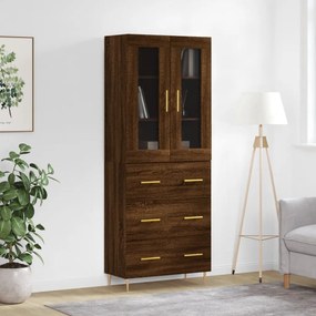 Skříň highboard hnědý dub 69,5 x 34 x 180 cm kompozitní dřevo - Default Title