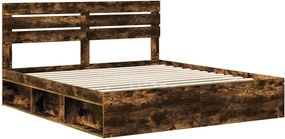 Rám postele Kouřový dub 200 x 200 cm Masivní borové dřevo 3411379