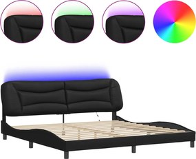 Rám postele s LED bez matrace Hvar černý 200 x 200 cm 3213955