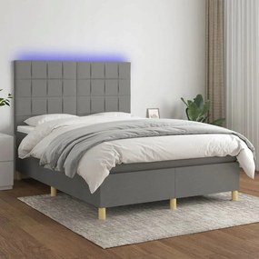 Fionshop 264254276 Box spring postel s matrací a Led tmavě šedá 140x190 c