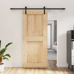 Posuvné dveře s kováním 90 x 210 cm masivní borové dřevo,  3202995