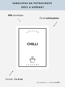 Samolepka na kořenky CHILLI bílá 3 × 4 cm tučné písmo