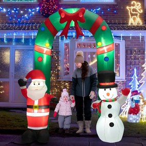Costway 245 cm Vysoký vánoční nafukovací oblouk s dekoracemi Santa Claus