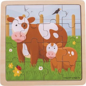 Dřevěné puzzle Kráva s telátkem