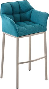 Barová židle Damaso E látka s čtyřnohou konstrukcí – tyrkysová