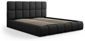 Černá čalouněná dvoulůžková postel s úložným prostorem s roštem 140x200 cm Bellis – Micadoni Home