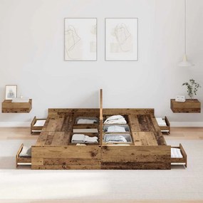 Rám postele s úložným prostorem s čelo Staré dřevo 150 x 200 cm 3335291