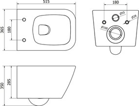 Mexen Madox WC mísa Rimless s pomalu padajícím prkénkem slim, duroplast, tmavě šedá mat - 30154061