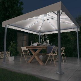 Altán se světelnými LED řetězy 300 x 300 cm krémový hliník 3070342