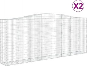 Klenuté gabionové koše 2 ks 400x50x160/180cm pozinkované železo 3145995
