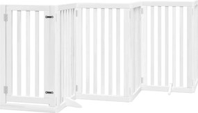 Zábrana pro psy s dvířky skládací 9 panelů bílá 450 cm topol 3155650