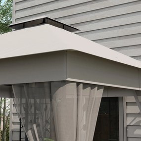 Pavilon s dvojitou střechou, 3x3 m Vodoodpudivý Stabilní Zimní zahradní pavilon s moskytiérou Světle šedý