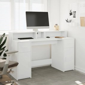 Psací stůl s LED světly bílý 140 x 55 x 91 cm kompozitní dřevo 3309420