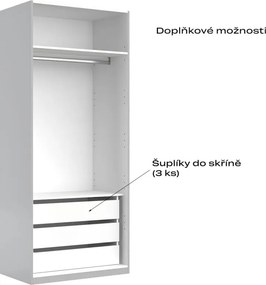 Skříň 2dv bez zrcadel, série N šedý lesk Megy